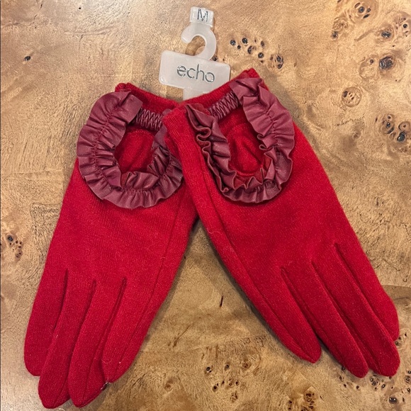 Echo | Accessories | Echo Womens Scarlet Gloves With Leather Ruffle ...